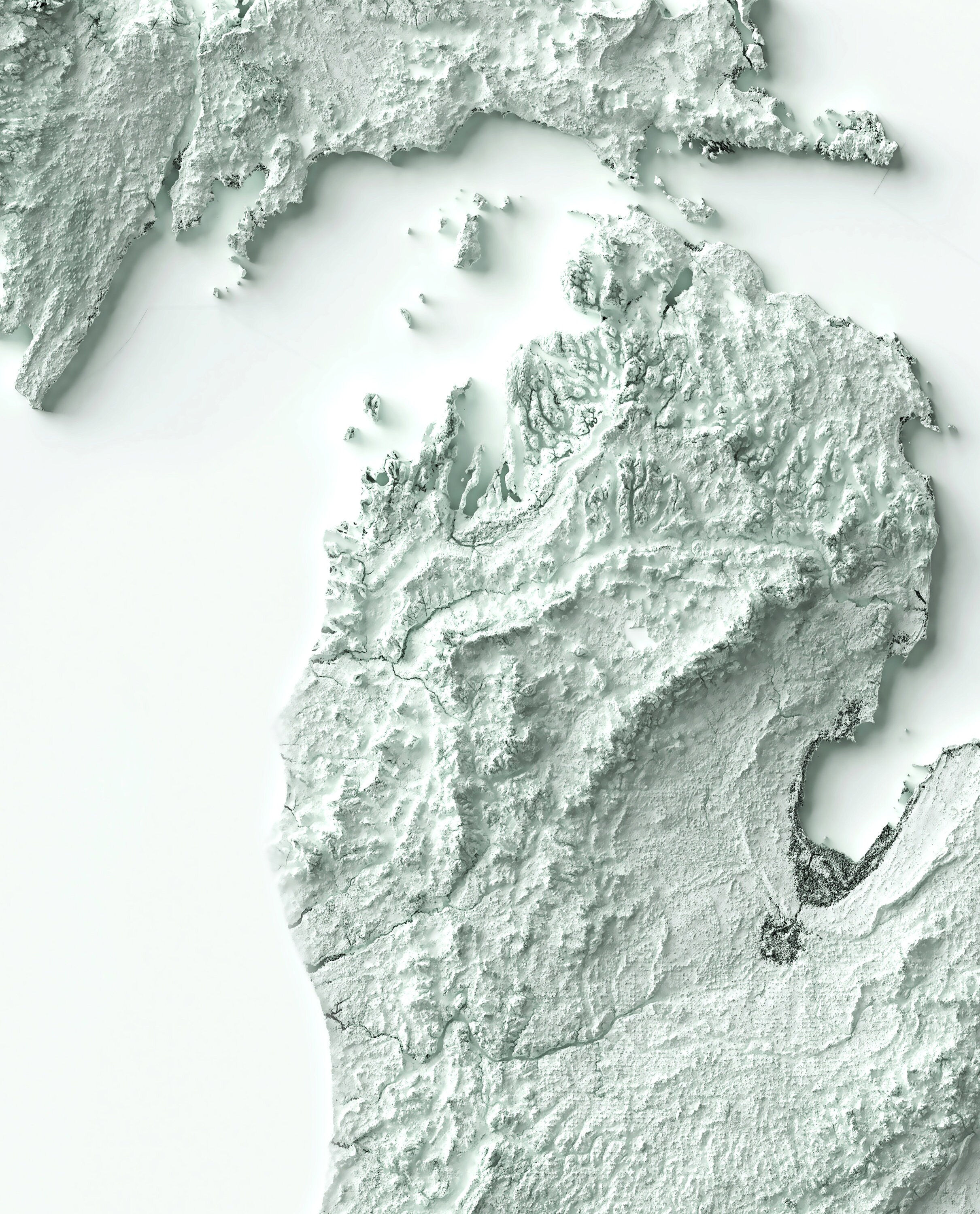 Michigan Map, Michigan Relief Map, Michigan Wall Decor, Michigan Minimalist Map, Michigan Poster ...