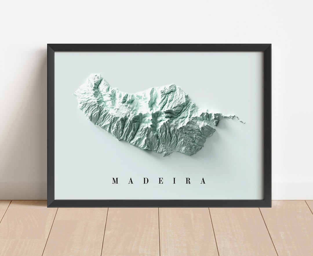 Madeira Island Map, Madeira Portugal Relief Map, Madeira Wall Decor ...