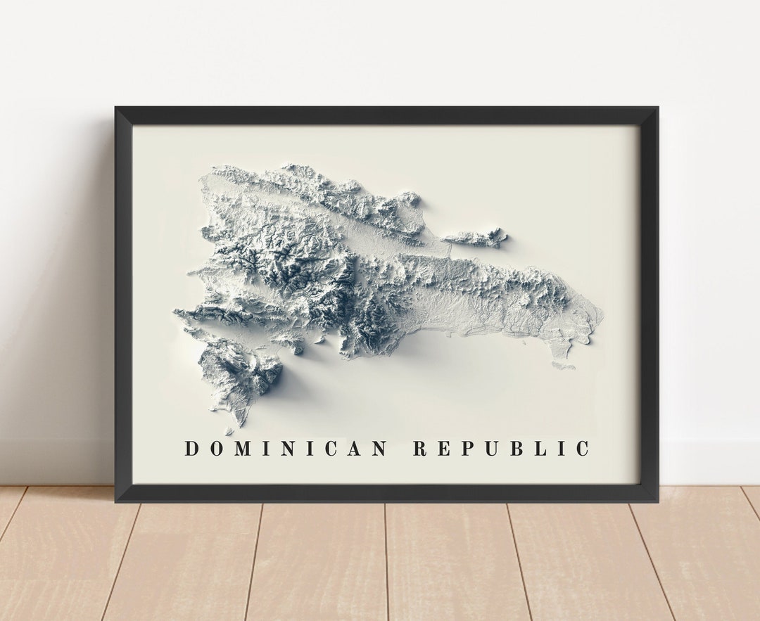 Dominican Republic Minimalist Relief Map | Wall Art | Framed Print ...