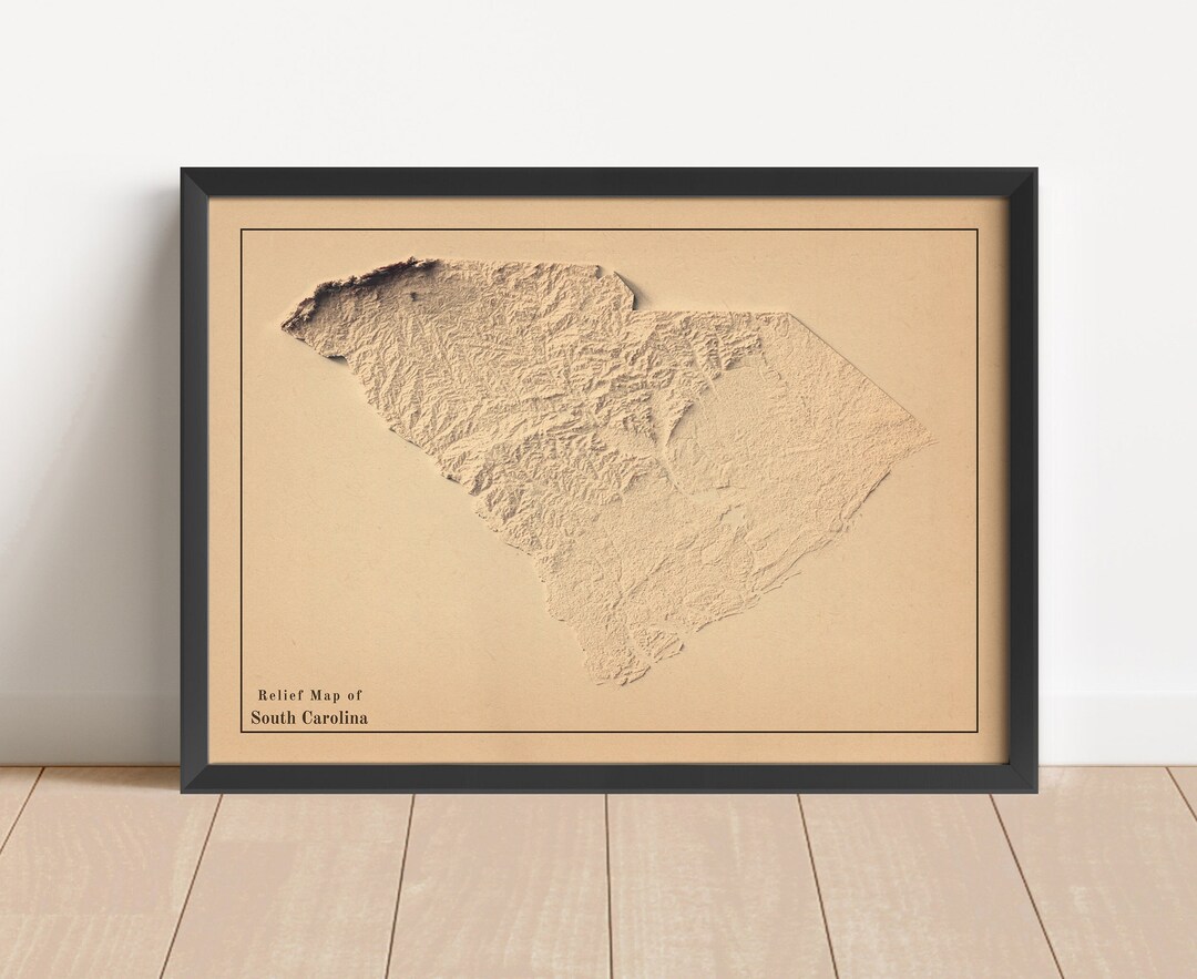 South Carolina Map, South Carolina Relief Map, South Carolina Wall ...