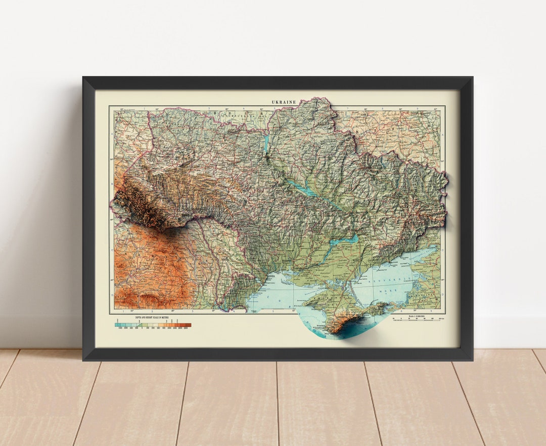Ukraine Map (1967), Ukraine Relief Map, Ukraine Wall Decor, Ukraine Vintage Map, Ukraine Poster ...