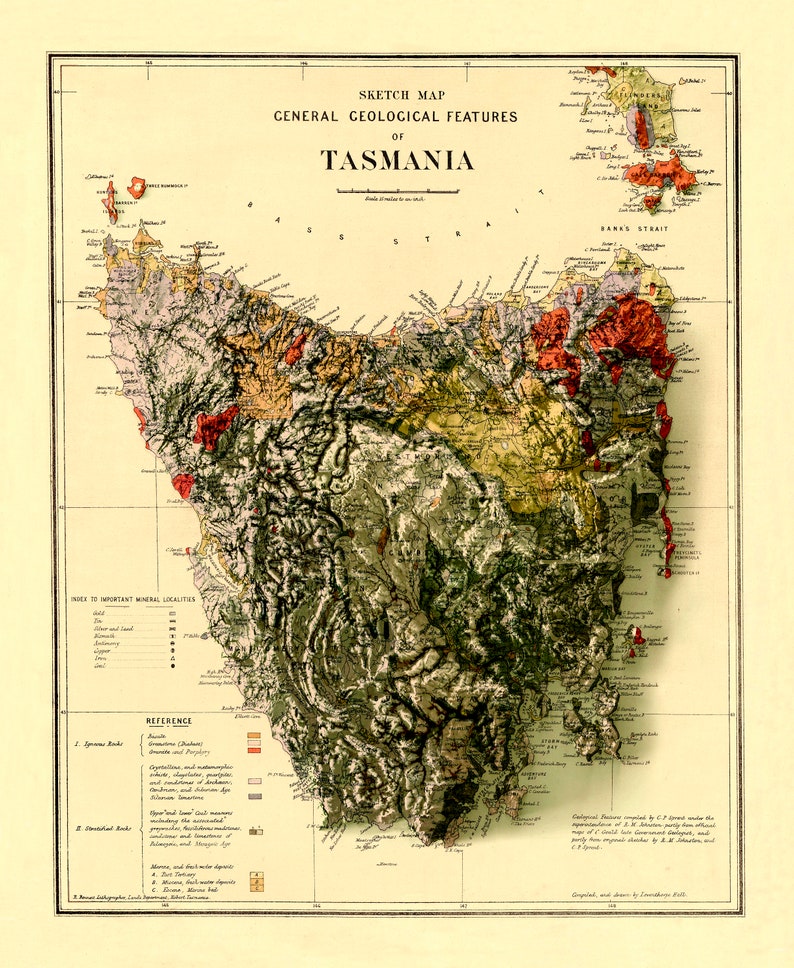 Tasmania Map Relief Map of Tasmania Geological Map of Tasmania Tasmania ...