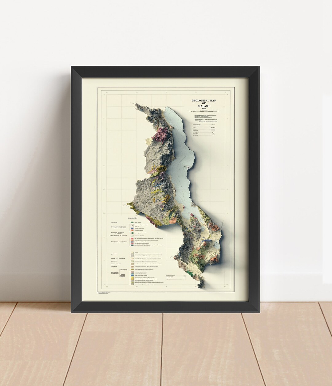 Malawi Map (1966), Malawi Relief Map, Malawi Wall Decor, Malawi Vintage ...