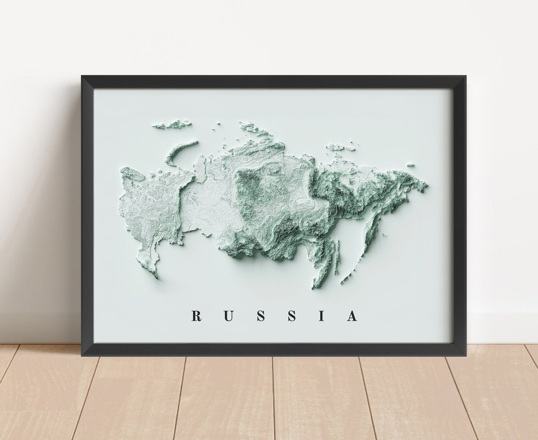 Russia Map, Russia Relief Map, Russia Wall Decor, Russia Minimalist Map ...