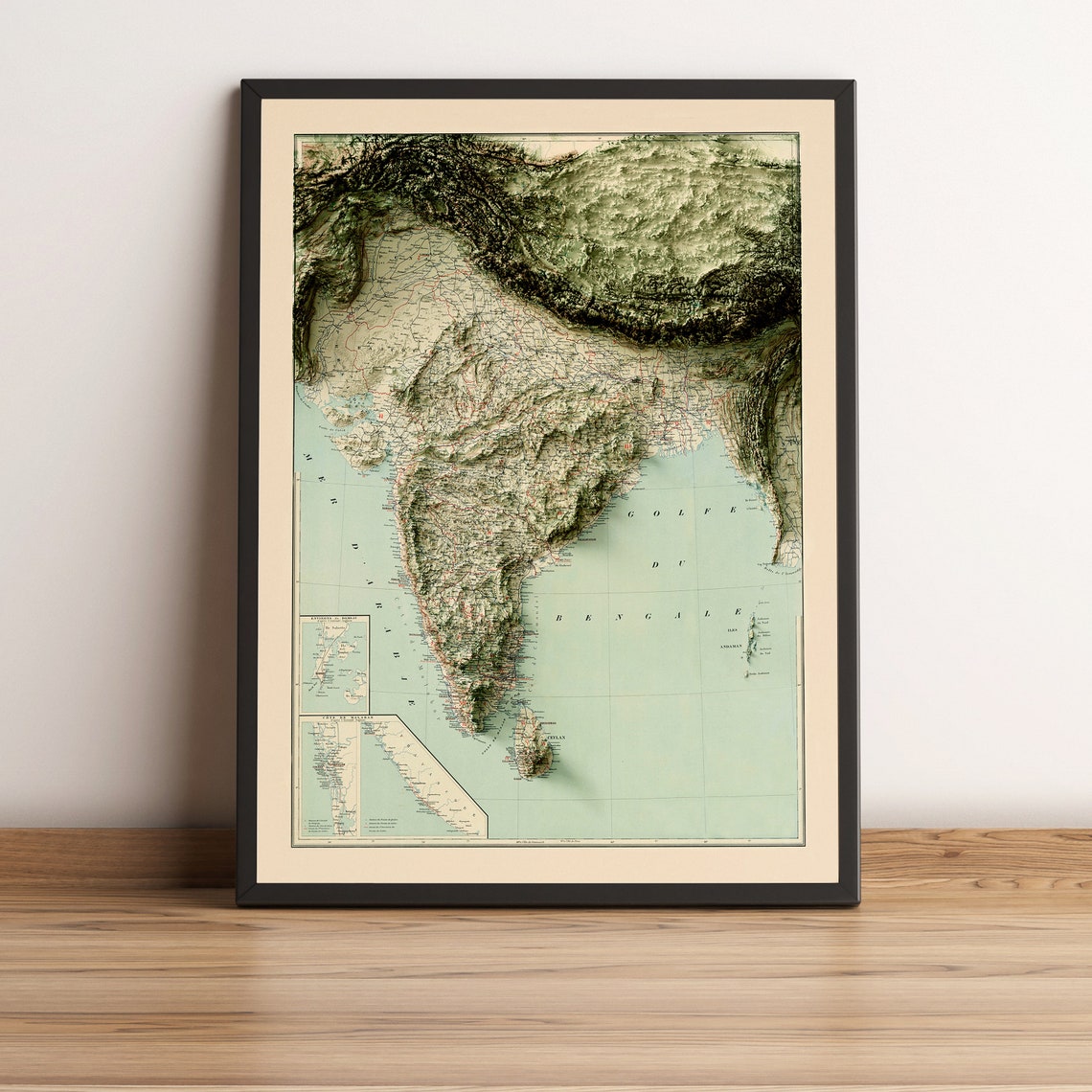 India Map India Relief Map India Vintage Map India Topo Map India ...