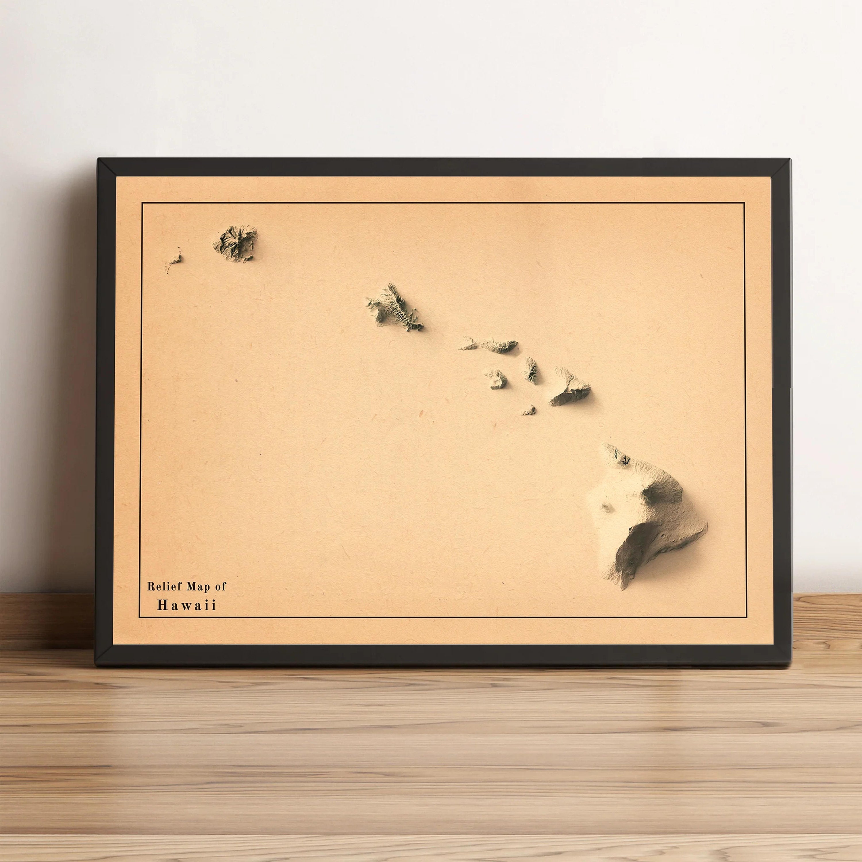 Hawaii Map, Hawaii Relief Map, Hawaii Wall Decor, Hawaii Minimalist Map ...