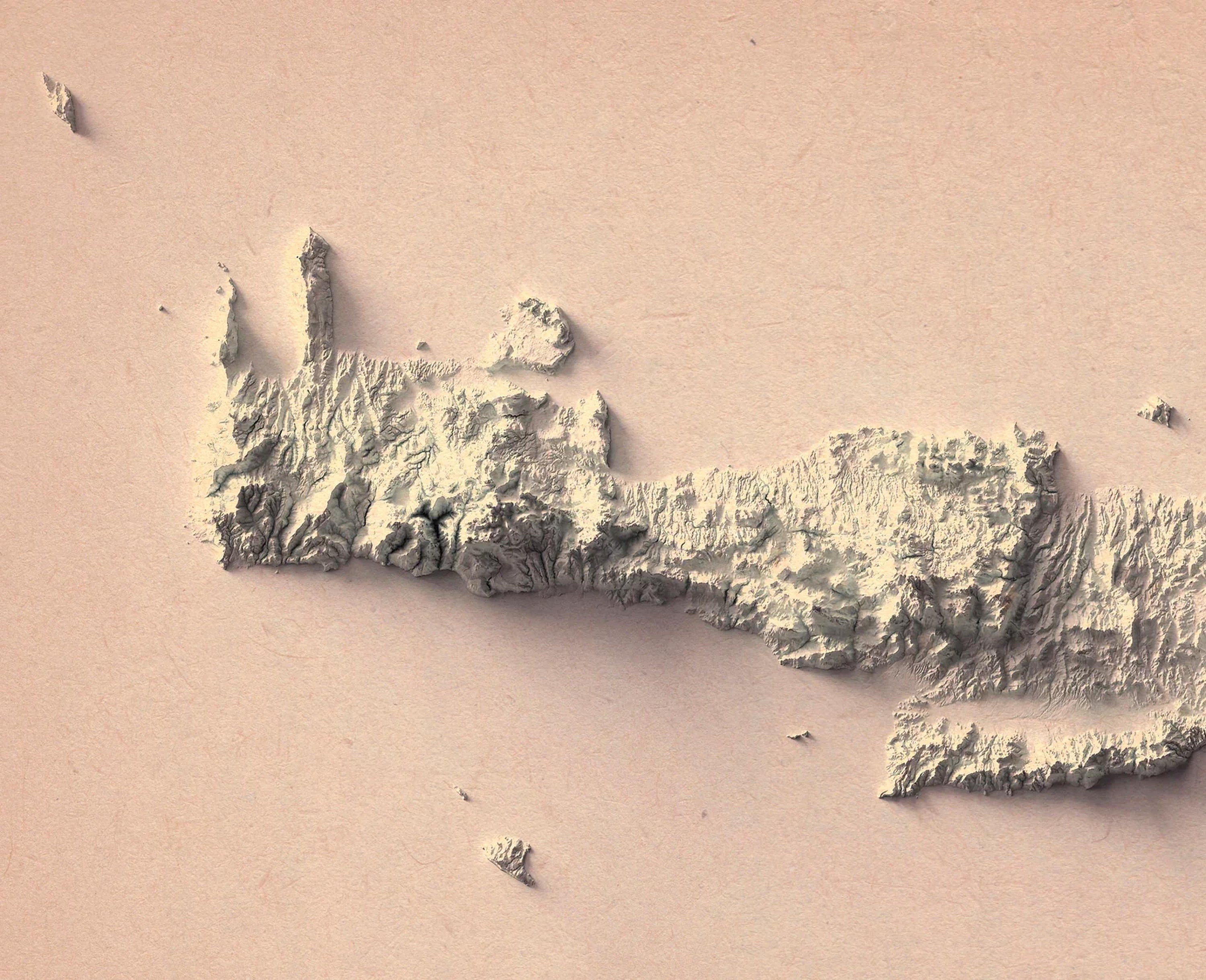 Crete (greece) Minimalist Relief Map | Crete Wall Art | Framed Crete ...