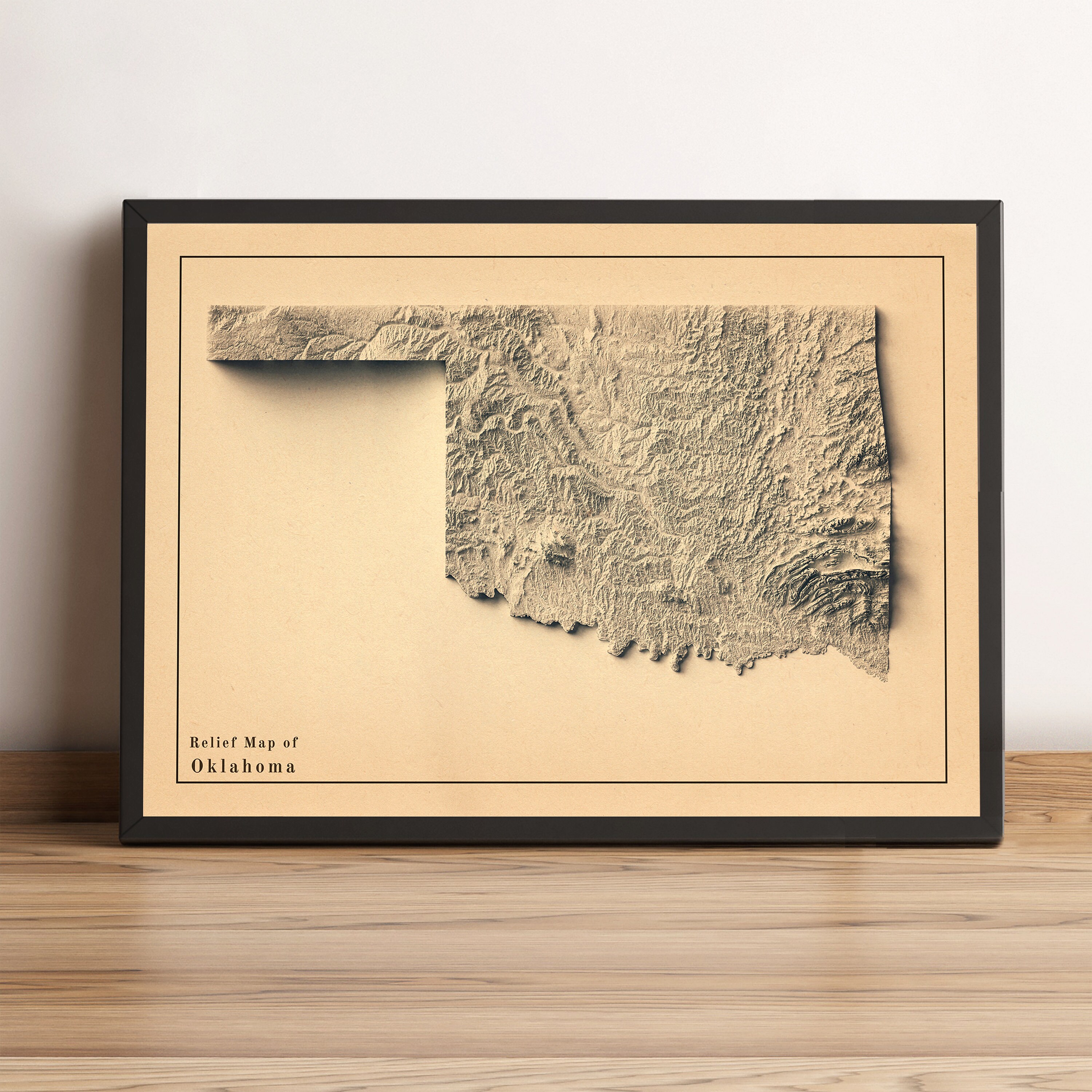 Oklahoma Map set With Two Maps, Oklahoma Relief Map, Oklahoma Printable ...