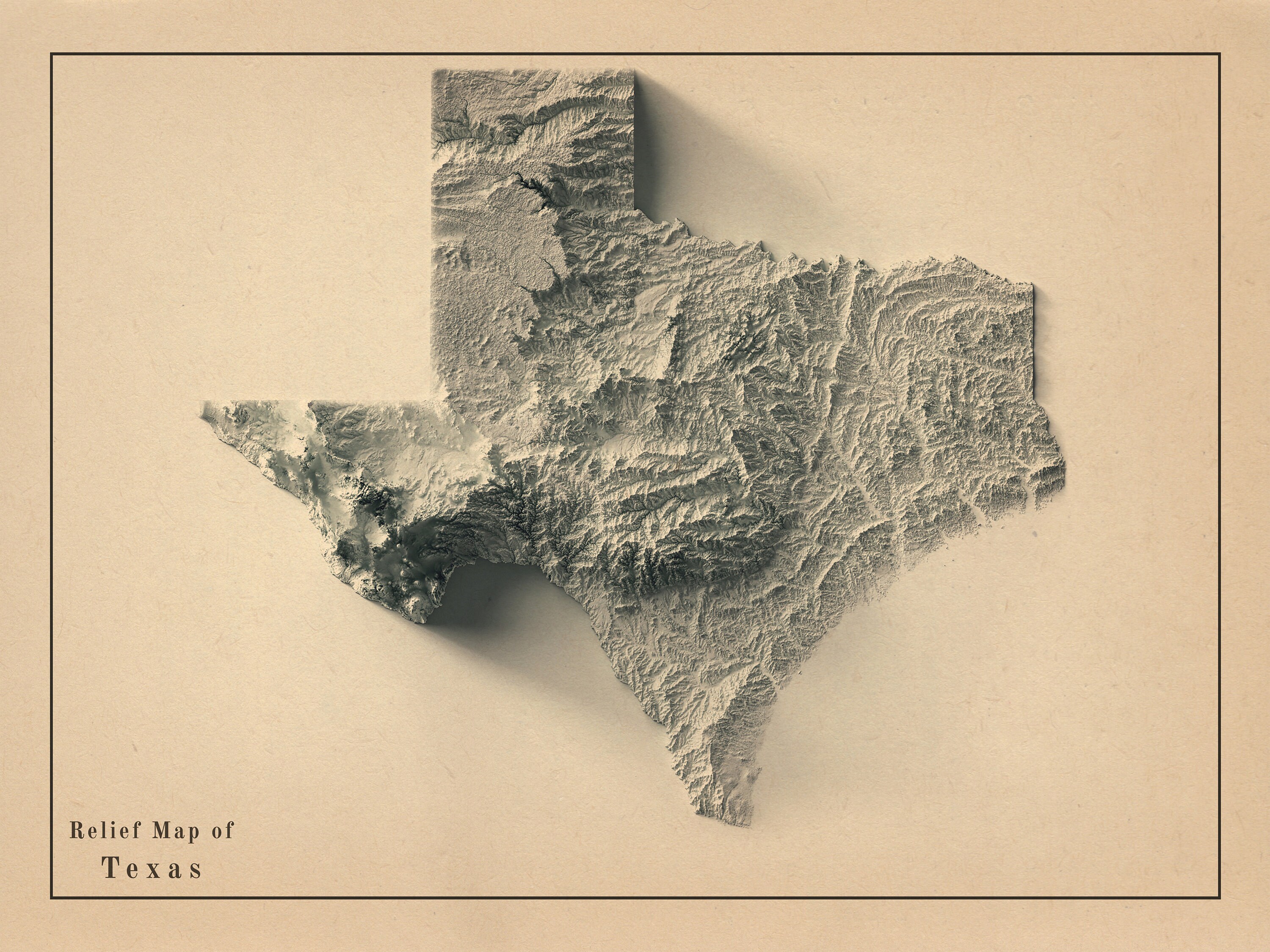 Texas Map set With Two Maps, Texas Relief Map, Texas Printable Map ...