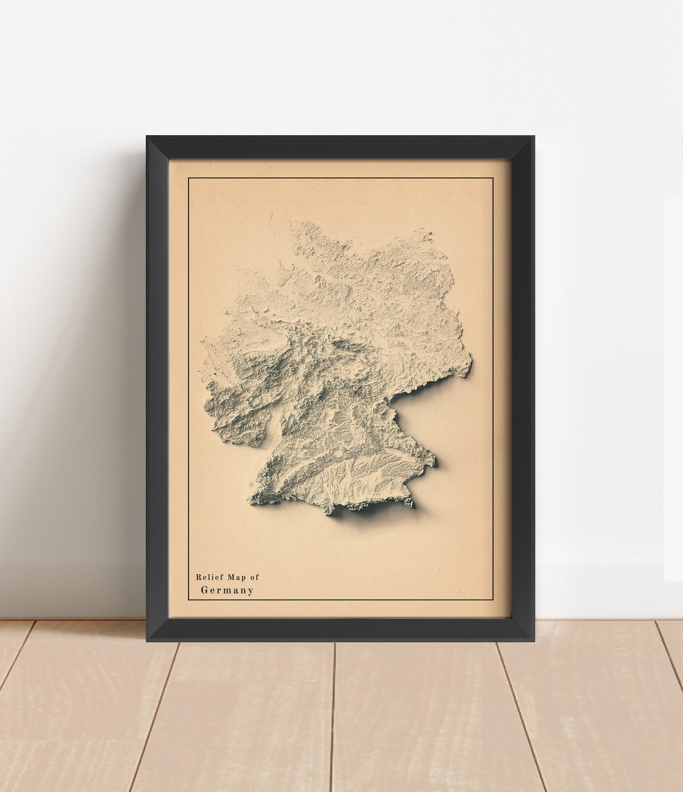 Germany Minimalist Relief Map | Germany Wall Art | Framed Germany Print ...