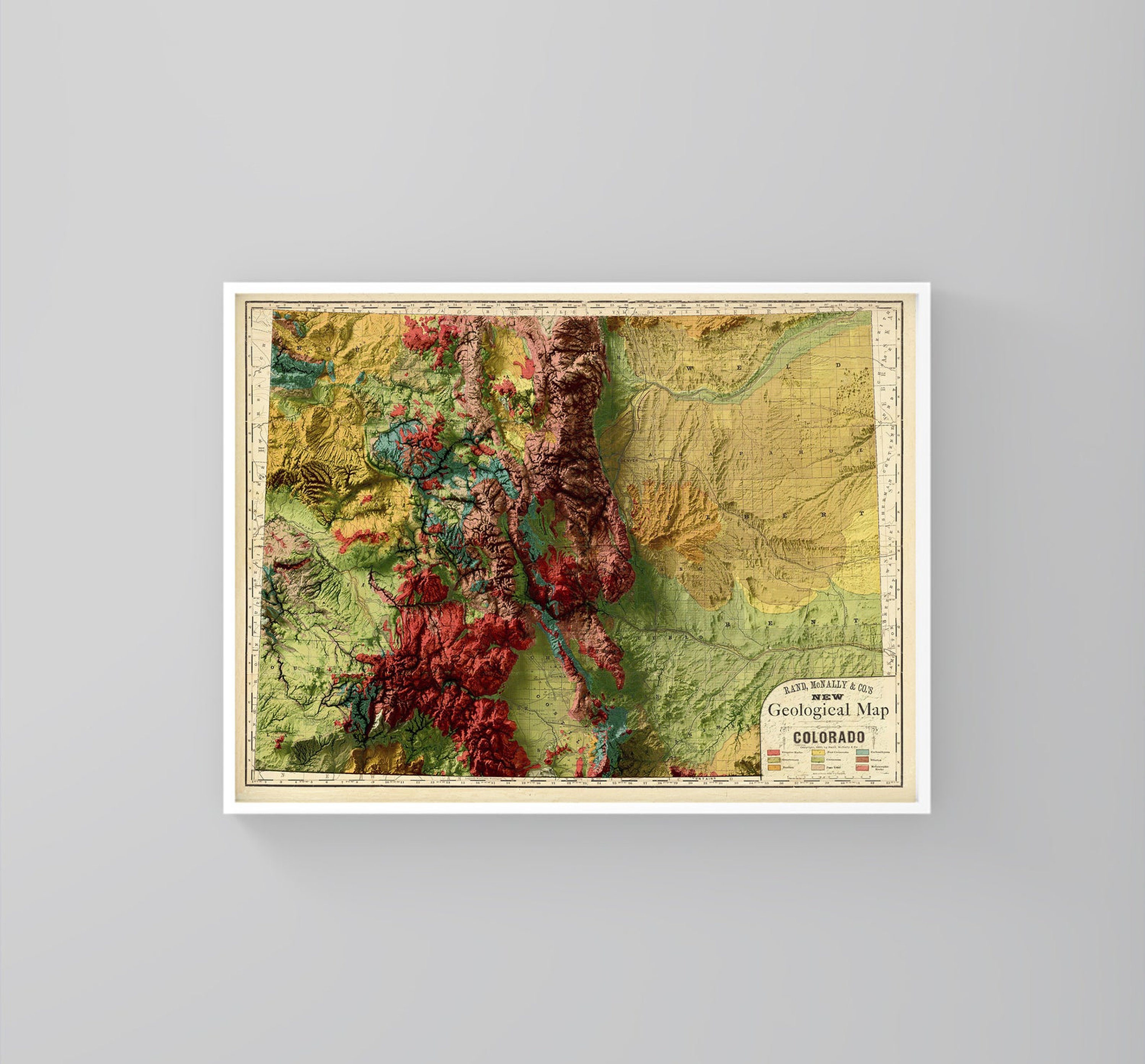 Colorado Vintage Relief Map, Based on 1880 Original | Colorado Wall Art ...