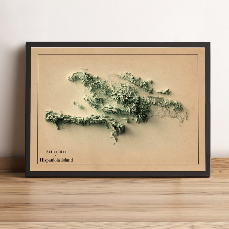 Hispaniola Island Map set With Two Maps Hispaniola Relief Map Haiti ...