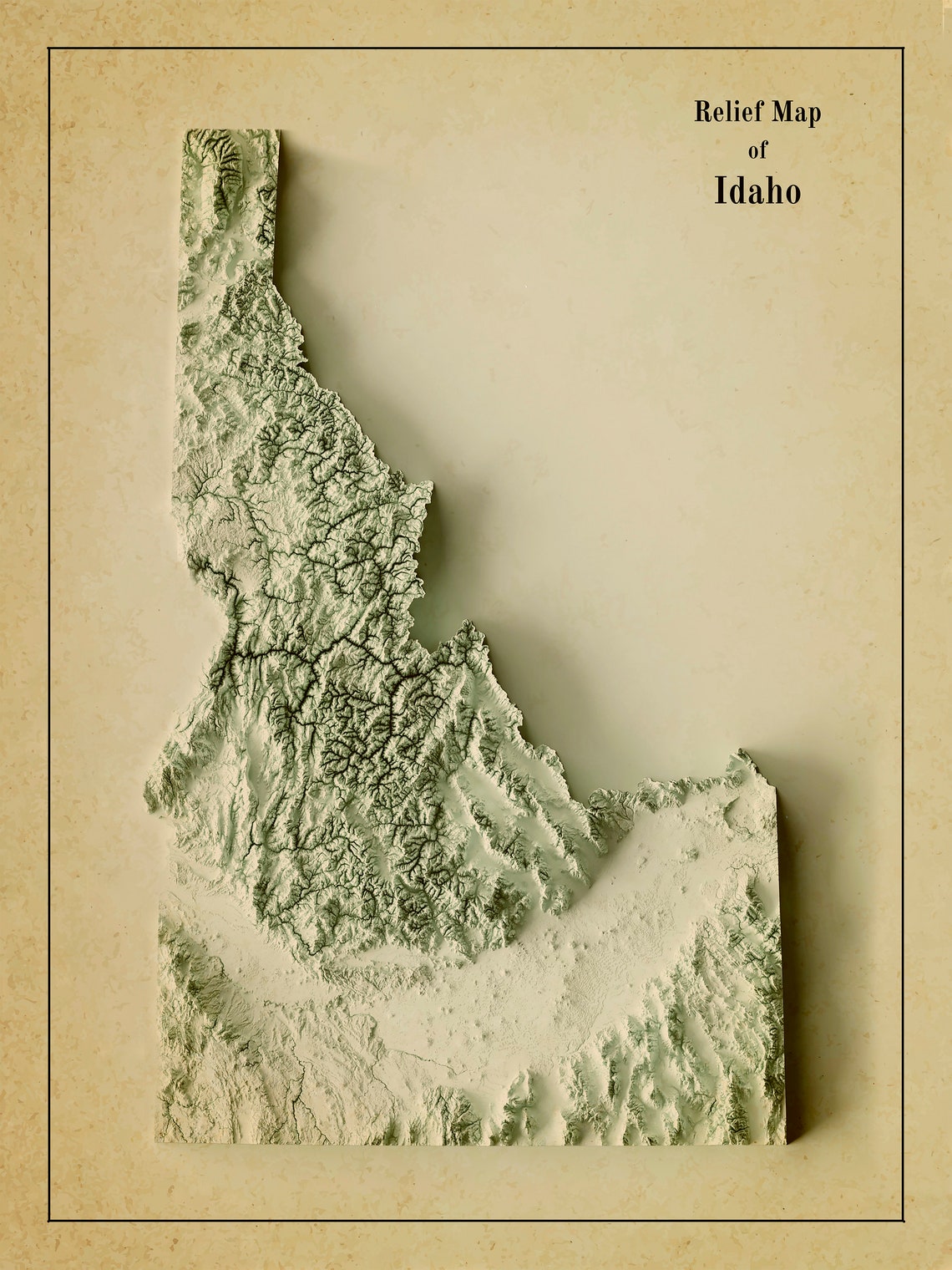 Idaho Map Idaho Relief Map Idaho Print Idaho Vintage Map | Etsy