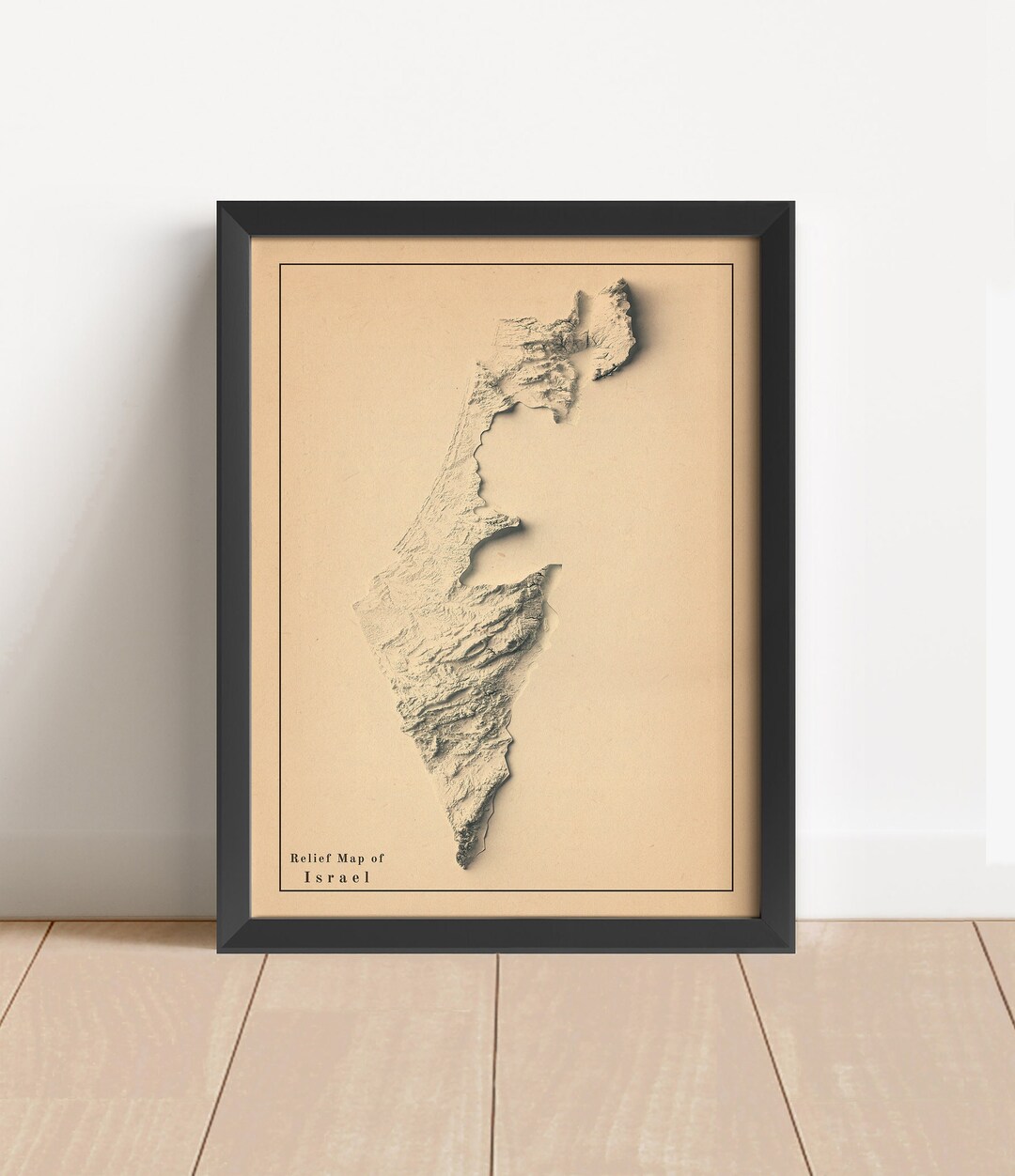 Mapa minimalista en relieve de Israel / Arte mural de Israel ...