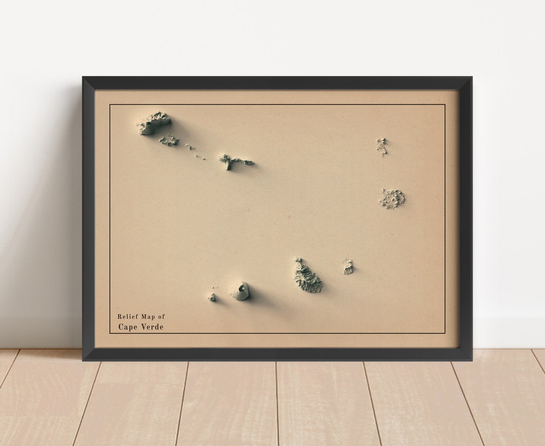 Cape Verde Minimalist Relief Map | Cape Verde Wall Art | Cape Verde ...