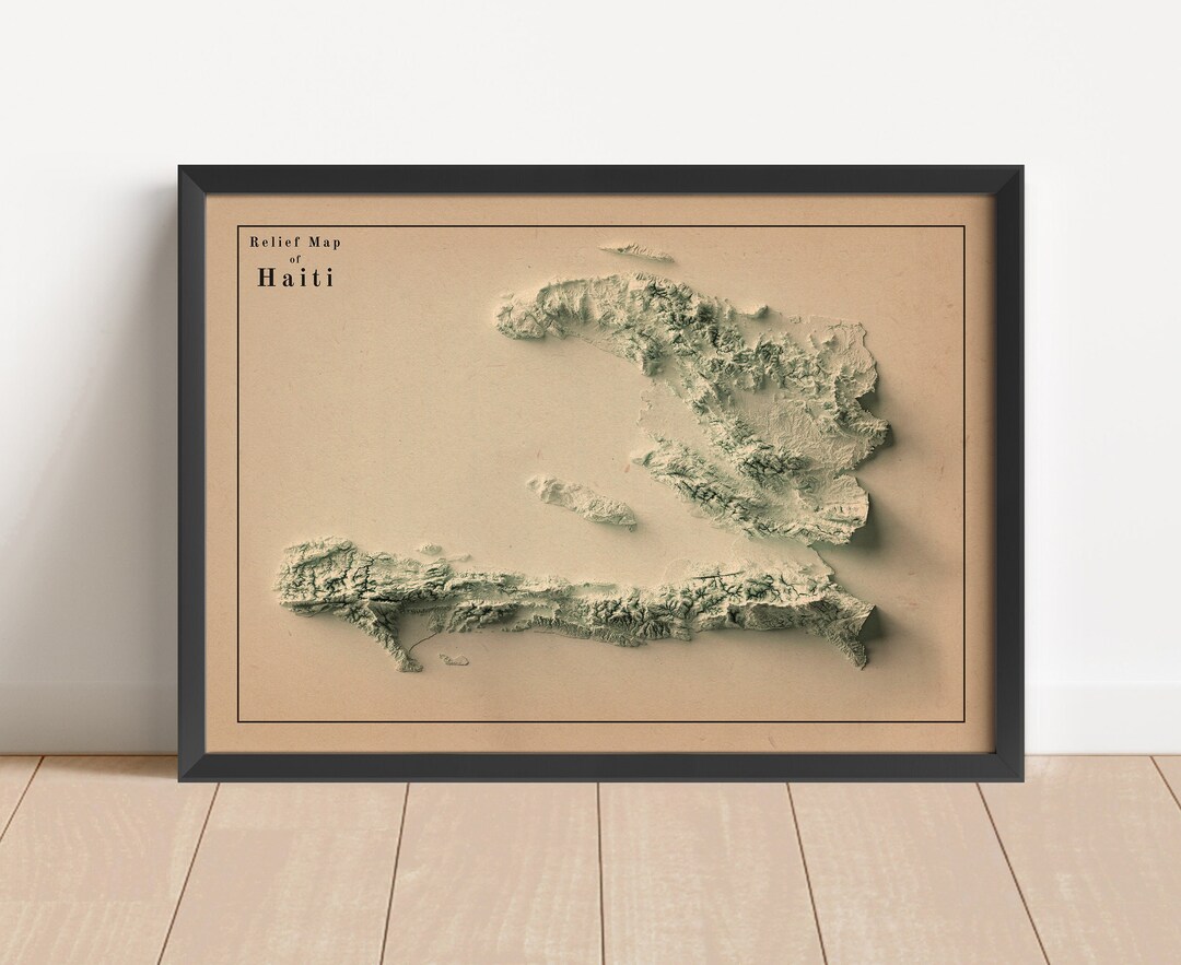 Haiti Map, Haiti Relief Map, Haiti Wall Decor, Haiti Minimalist Map ...