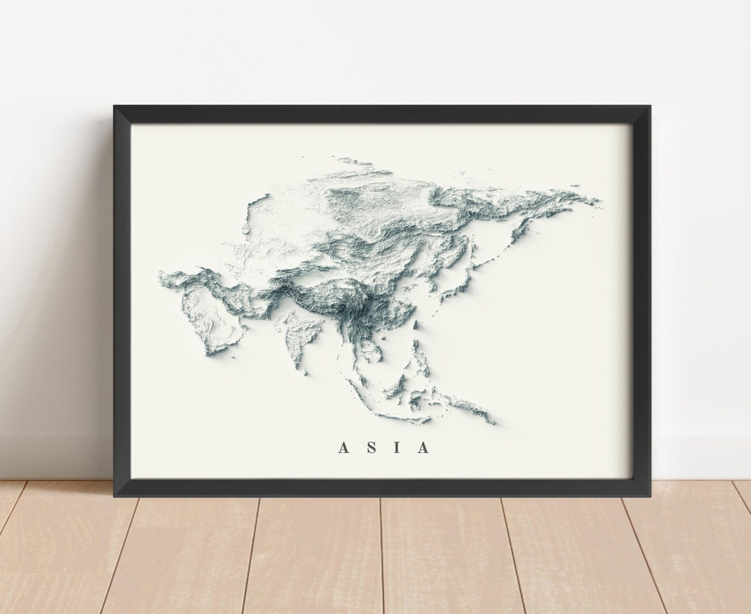 Asia Minimalist Relief Map | Asia Wall Art | Framed Asia Print ...