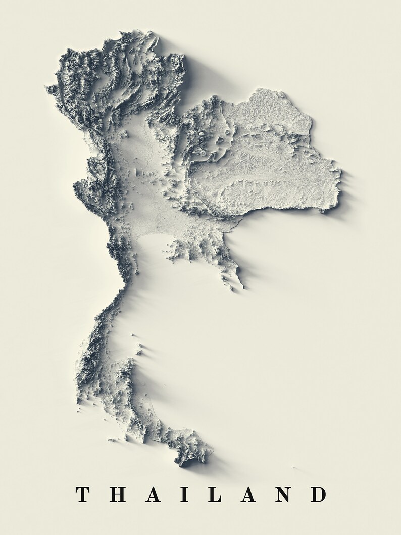 Thailand Map set With Two Maps Thailand Relief Map - Etsy