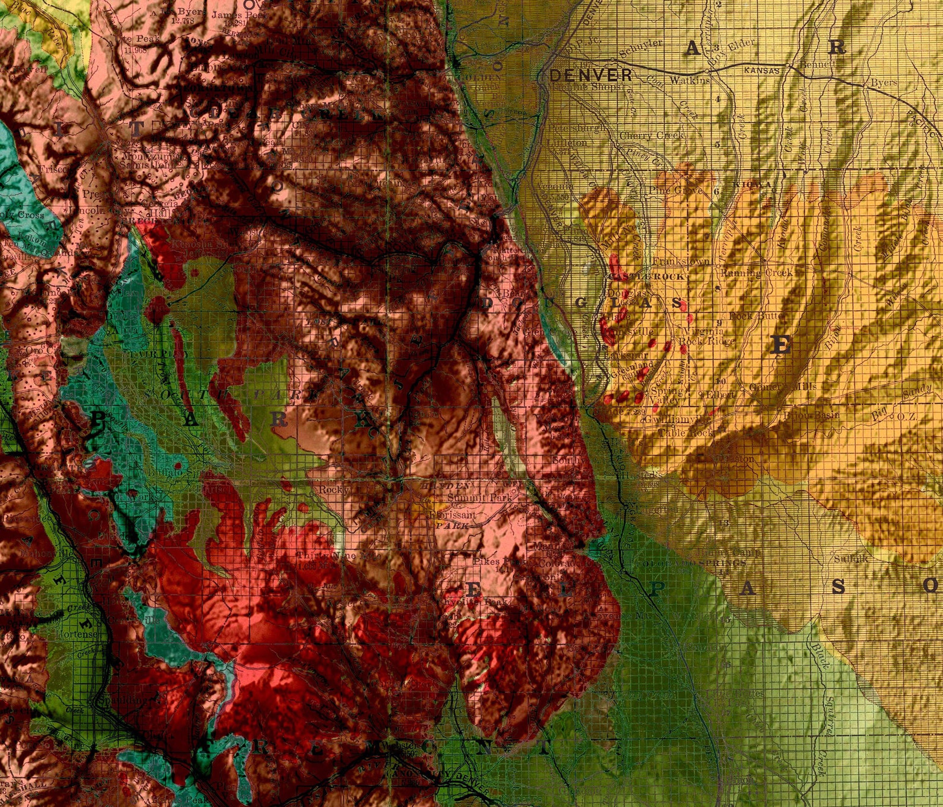 Colorado Vintage Relief Map, Based on 1880 Original | Colorado Wall Art ...