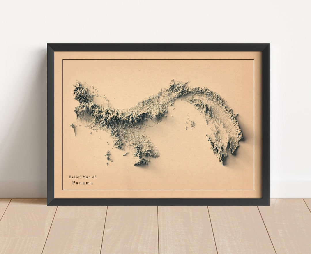 Panama Minimalist Relief Map | Panama Wall Art | Panama Framed Print ...