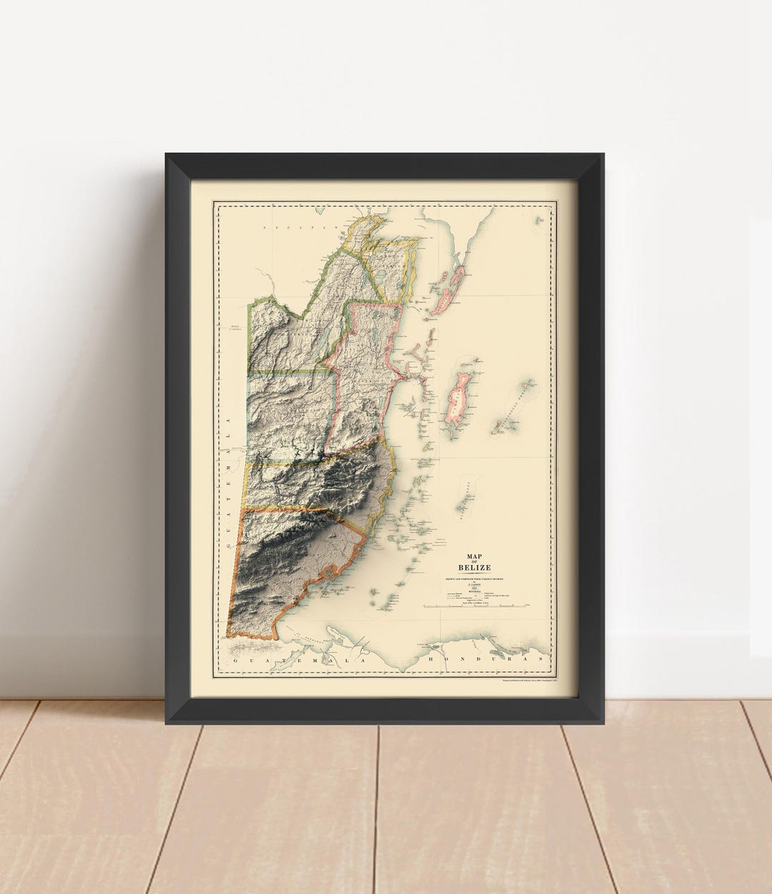 Belize Vintage Relief Map, Based on 1912 Original | Belize Wall Art ...
