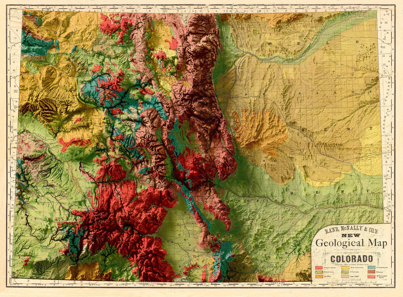 Colorado Map Relief Map of Colorado Colorado Historical Map Vintage Map ...