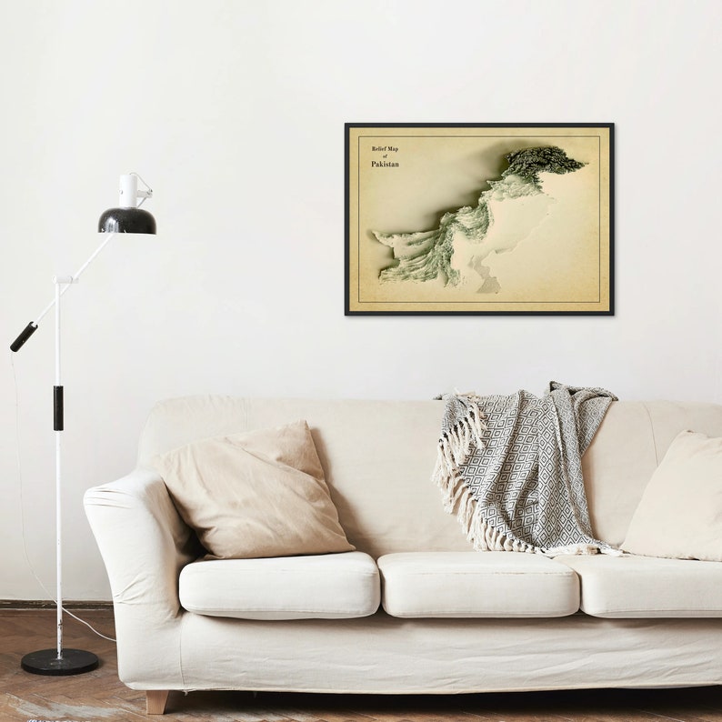 Pakistan Map Pakistan Relief Map Pakistan Topo Map Pakistan Print ...