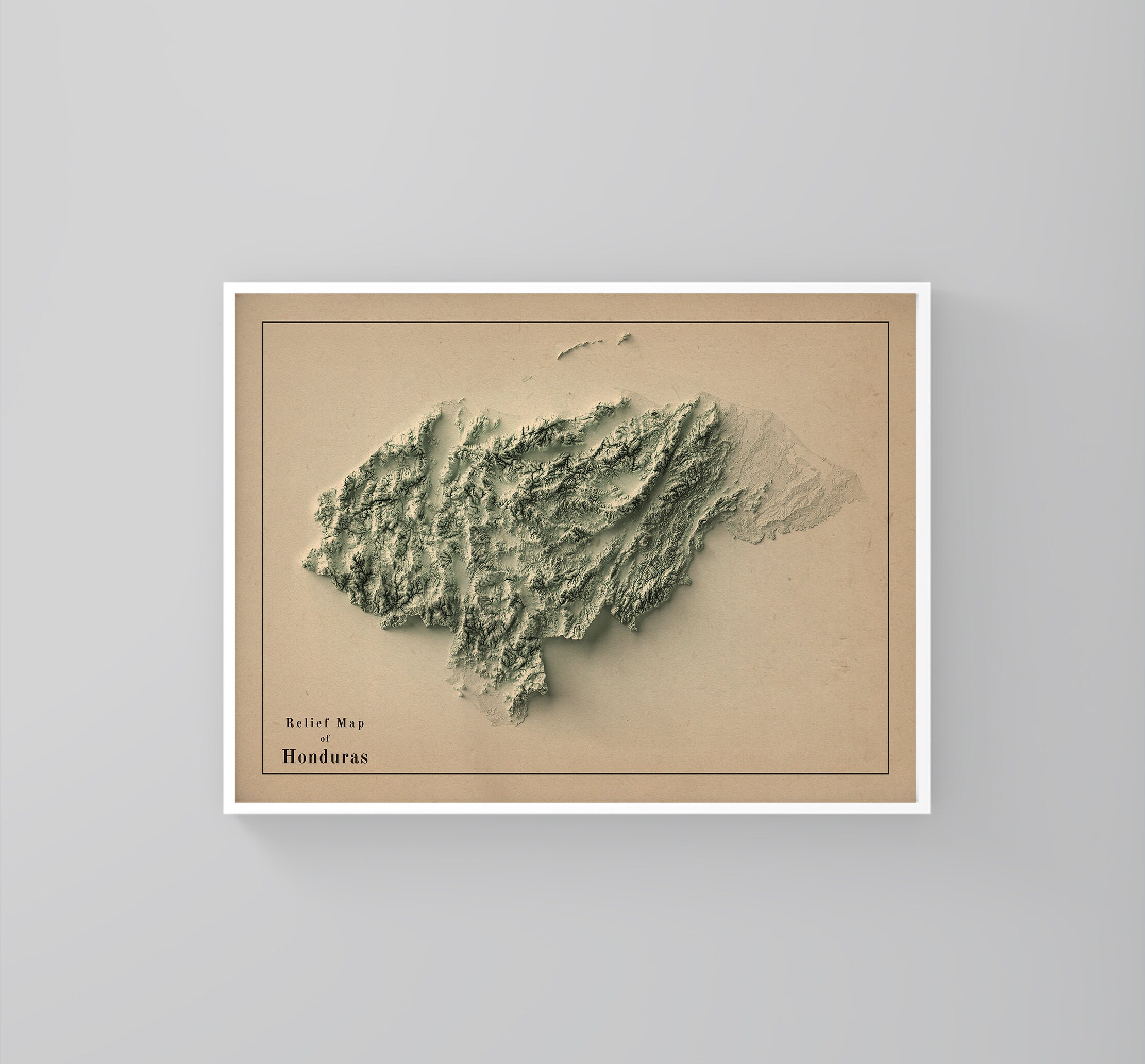 Honduras Map, Honduras Relief Map, Honduras Wall Decor, Honduras Minimalist Map, Honduras Poster ...