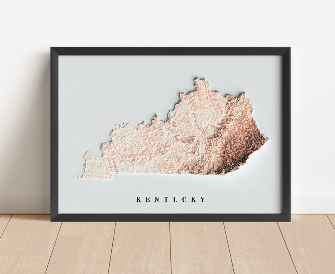 Kentucky Minimalist Relief Map | Kentucky Wall Art | Kentucky Framed ...