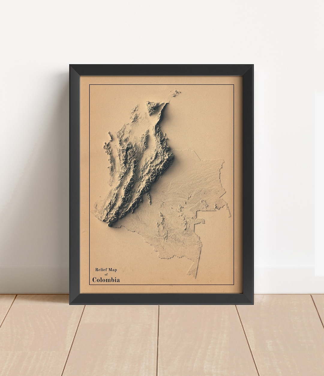Colombia Map, Colombia Relief Map, Colombia Wall Decor, Colombia ...