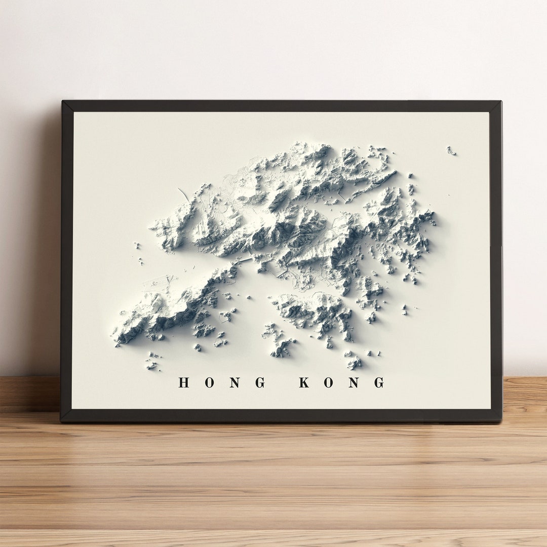 Hong Kong Map set With Two Maps Hong Kong Relief Map Hong - Etsy