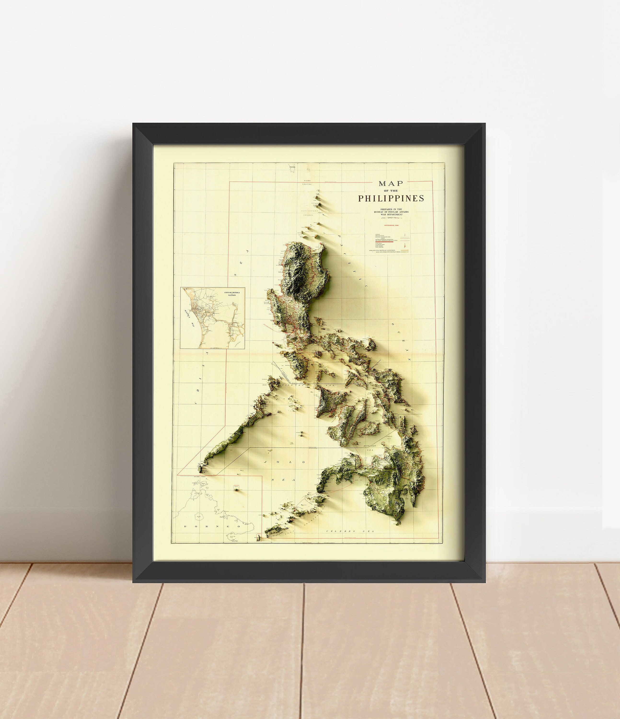 Philippines Map 1902, Philippines Relief Map, Philippines Wall Decor, Philippines Vintage Map ...