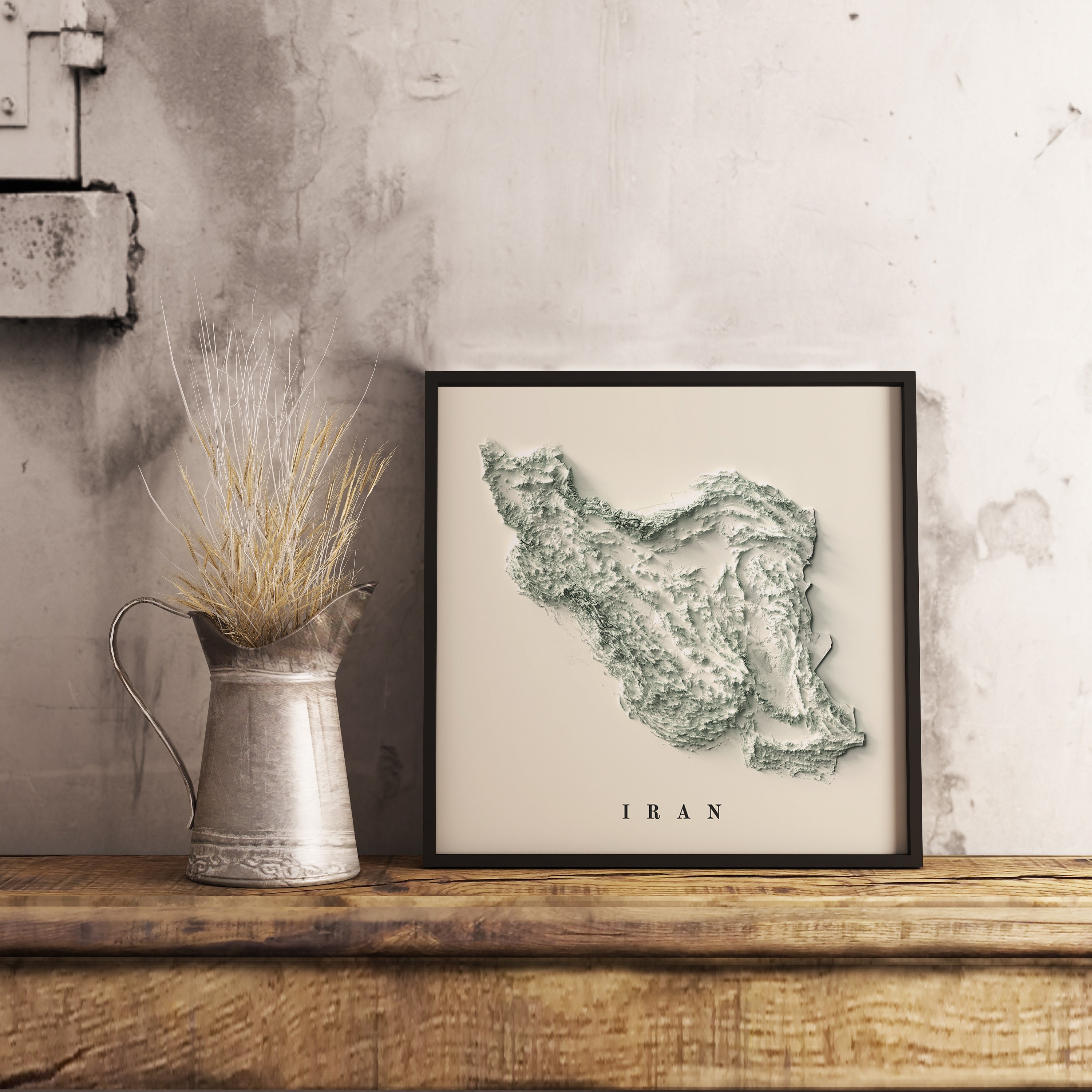 Iran Map, Iran Relief Map, Iran Wall Decor, Iran Minimalist Map, Iran ...