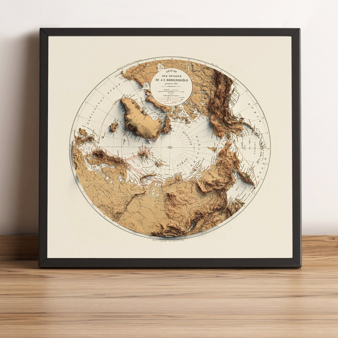 Arctic Map, Arctic Printable Map, Arctic Shaded Relief Map, Arctic Wall ...
