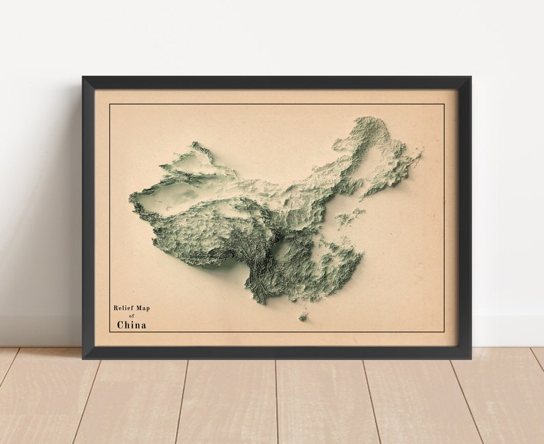 China Map, China Relief Map, China Wall Decor, China Minimalist Map ...