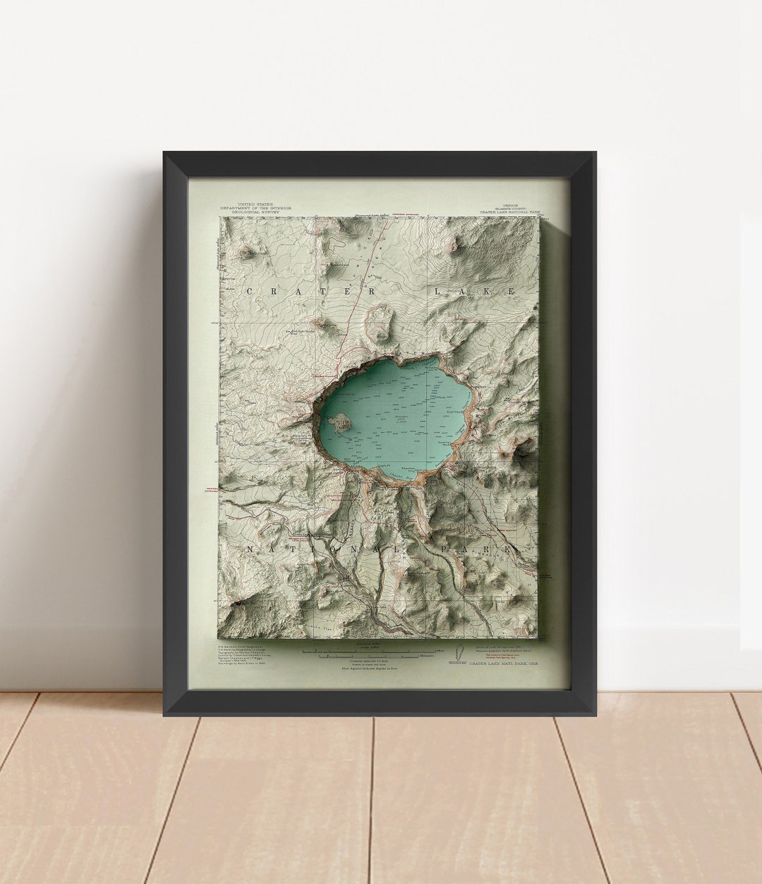 Crater Lake Oregon Map (1911), Crater Lake Relief Map, Crater Lake Wall ...