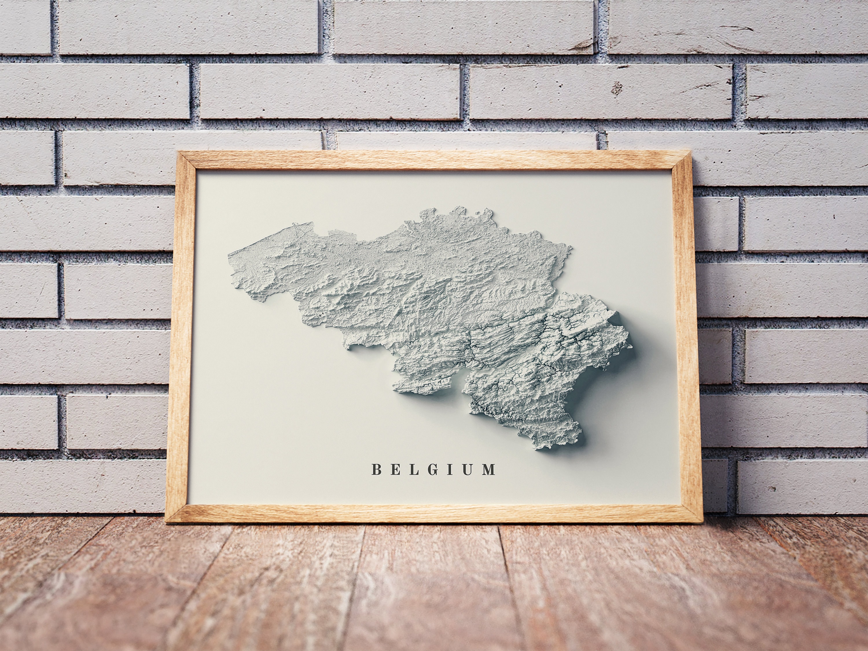 Belgium Minimalist Relief Map | Belgium Wall Art | Belgium Framed Print ...
