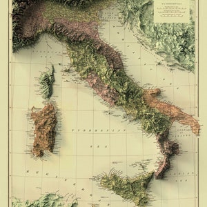 Italy Map, Italy Relief Map, Italy 3D Map, Italy Vintage Map, Italy Old ...