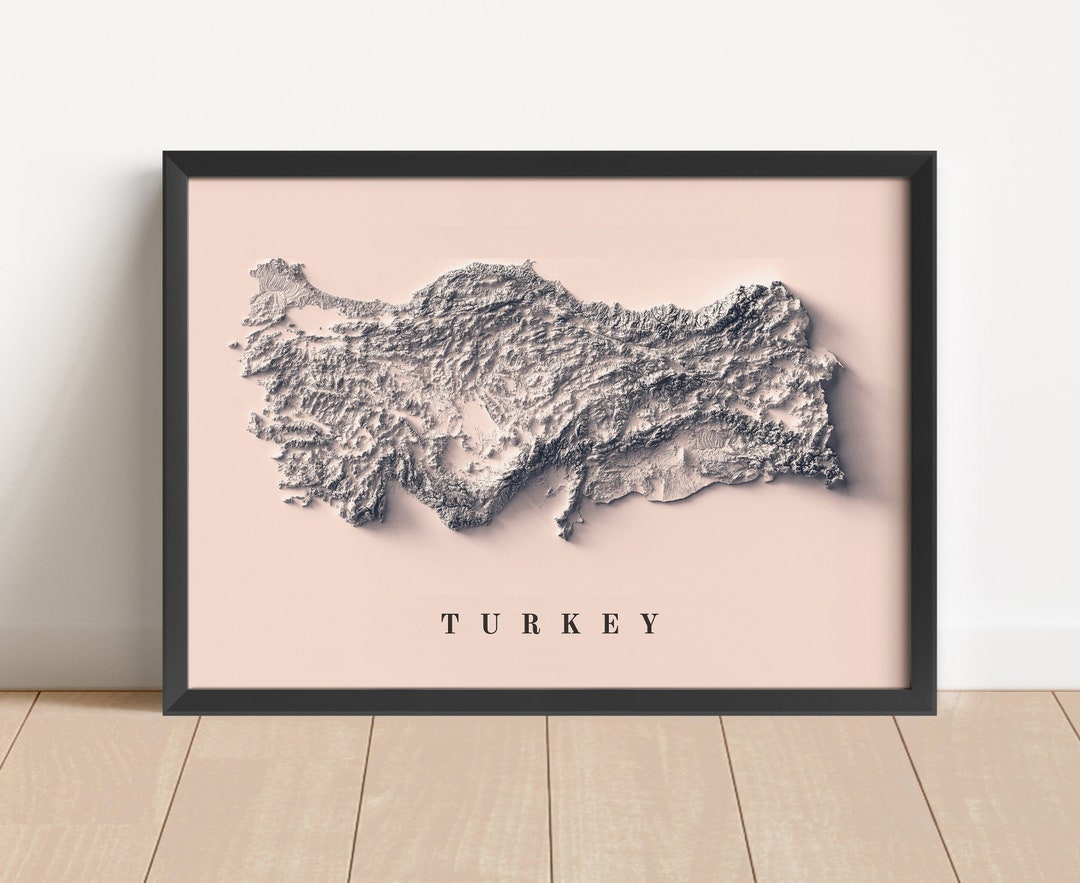 Turkey Minimalist Relief Map | Turkey Wall Art | Turkey Framed Print ...