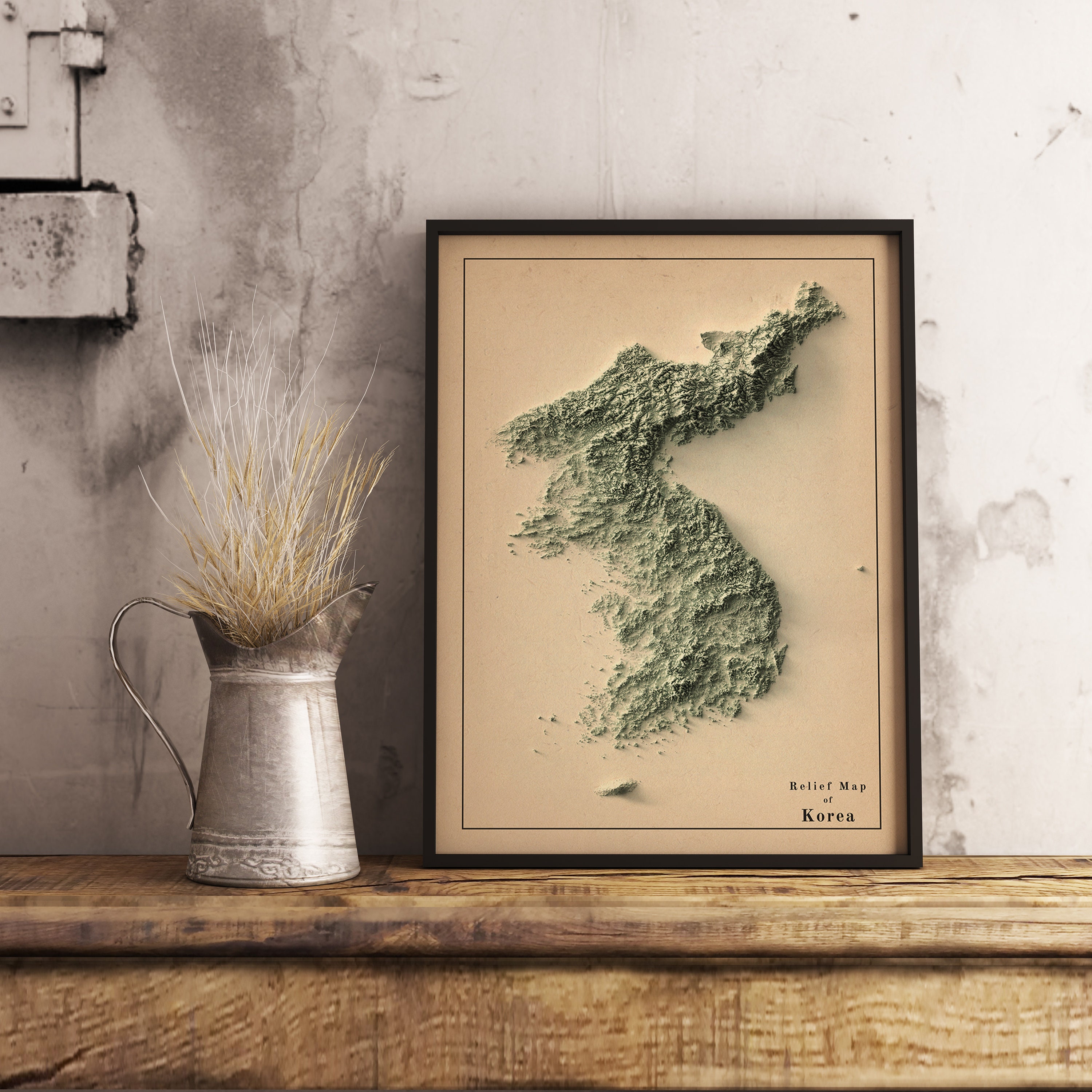 Koreas Map set With Two Maps, South Korea Relief Map, North Korea ...