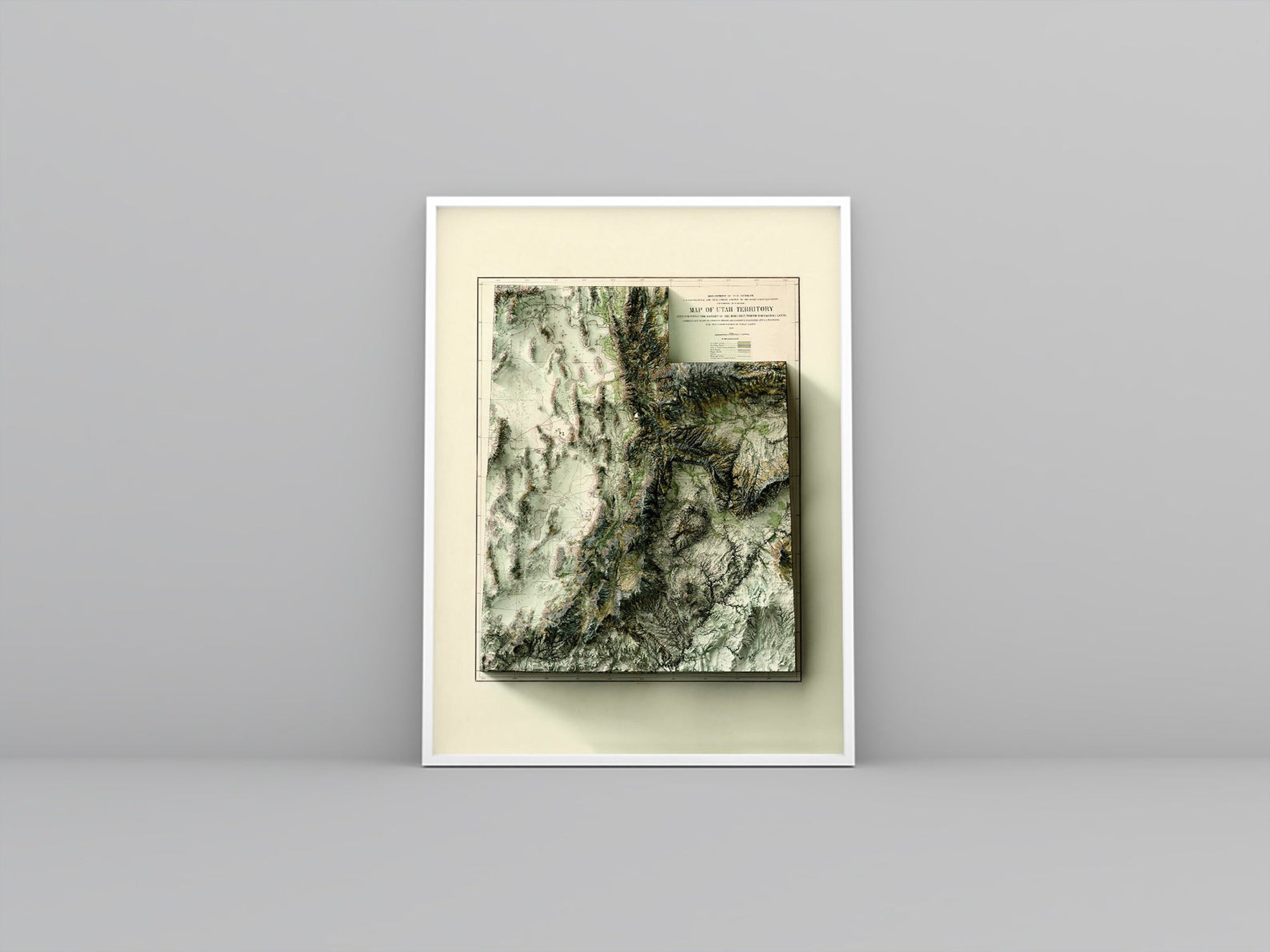 Utah Vintage Relief Map, Based on 1878 Original | Utah Wall Art & Home ...