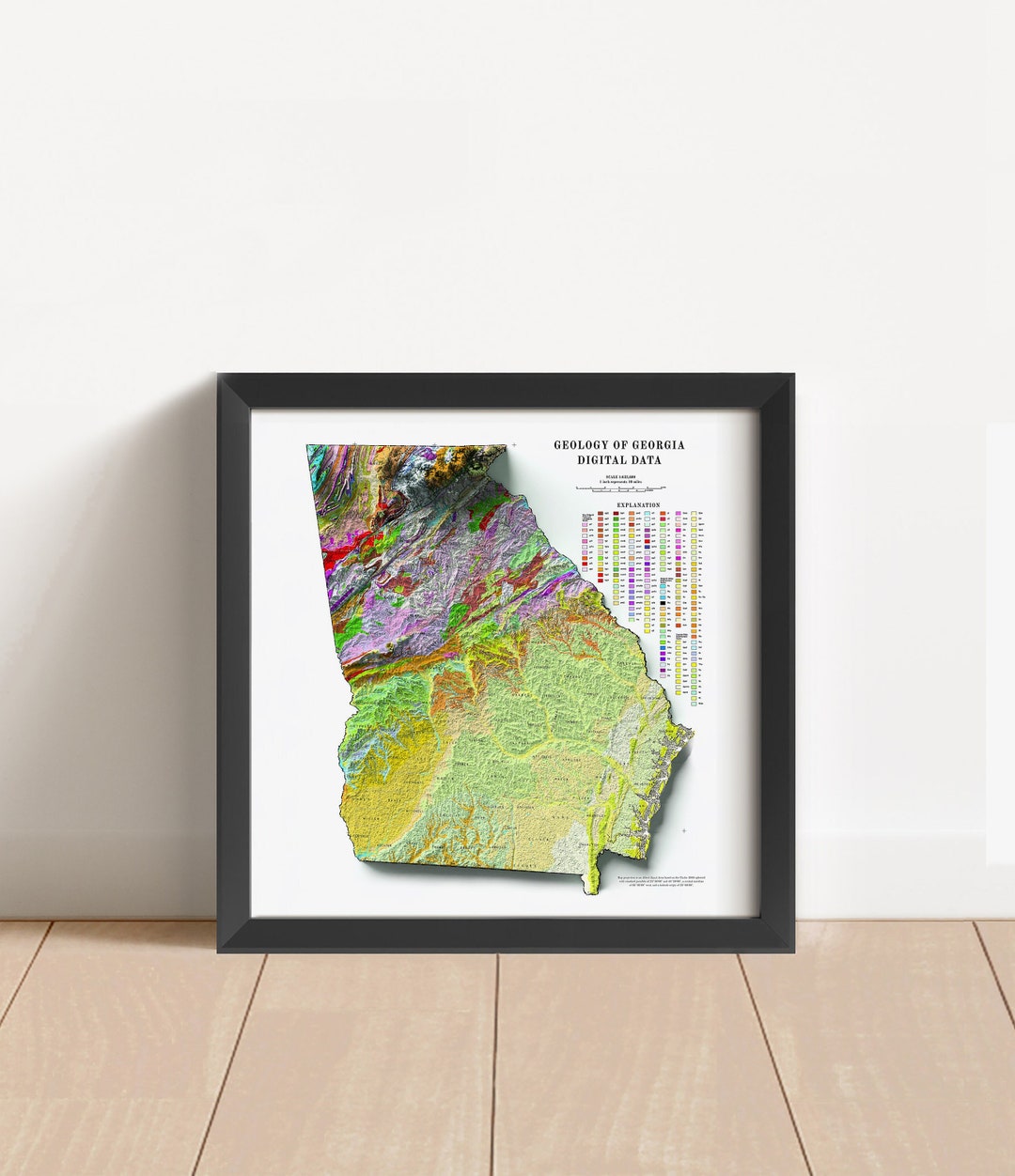 Georgia (USA) Vintage Relief Map, Based on 1976 Original | Georgia Wall ...