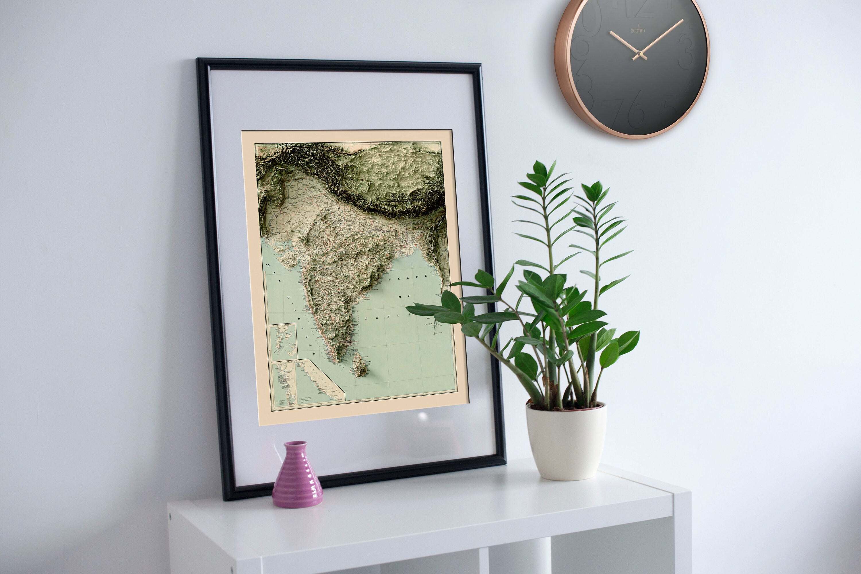 India Map - India Relief Map - India Vintage Map - India Topo Map ...