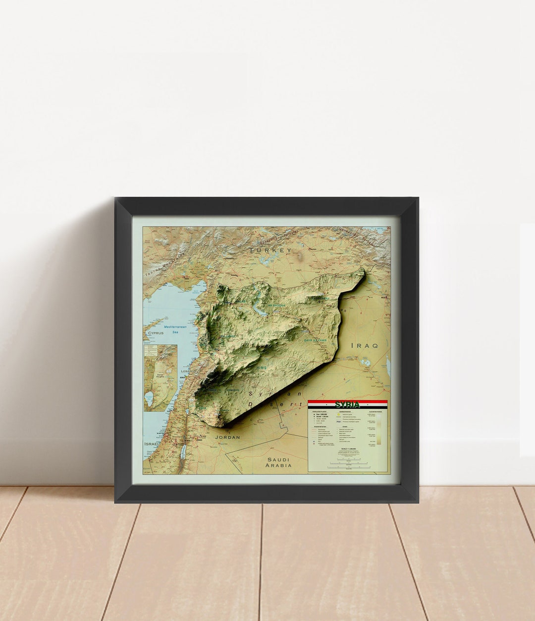 Syria Vintage Relief Map, Based on 2004 Original | Syria Wall Art ...