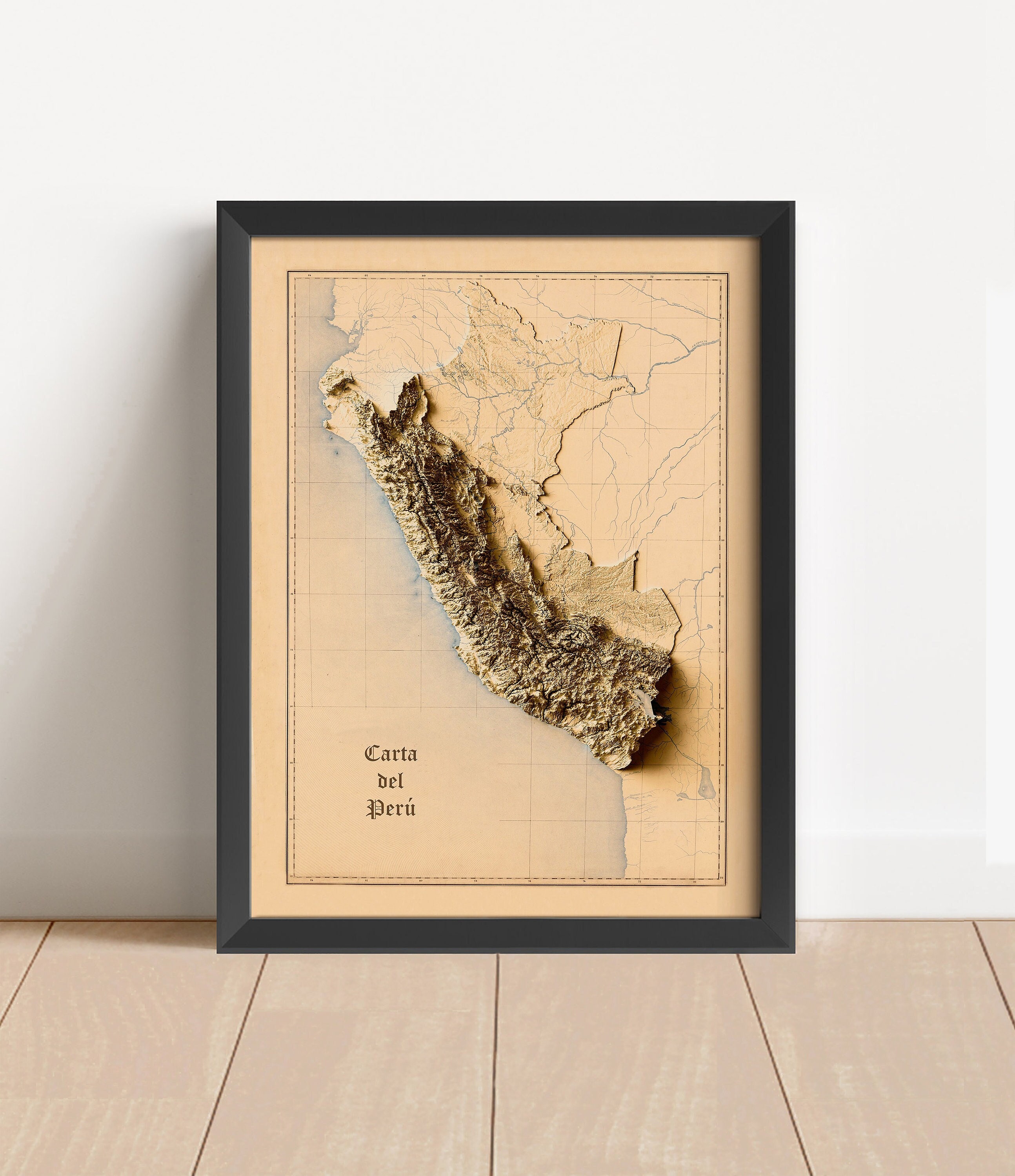 Peru Map 1850-1900, Peru Relief Map, Peru Wall Decor, Peru Vintage Map ...