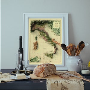 Italy Map, Italy Relief Map, Italy 3D Map, Italy Vintage Map, Italy Old ...