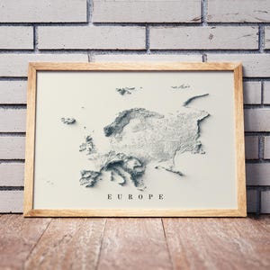 Europe Minimalist Relief Map | Europe Wall Art | Framed Europe Print ...