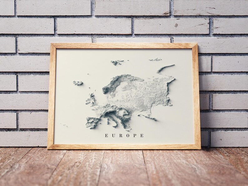 Europe Map, Europe Relief Map, Europe Wall Decor, Europe Minimalist Map ...