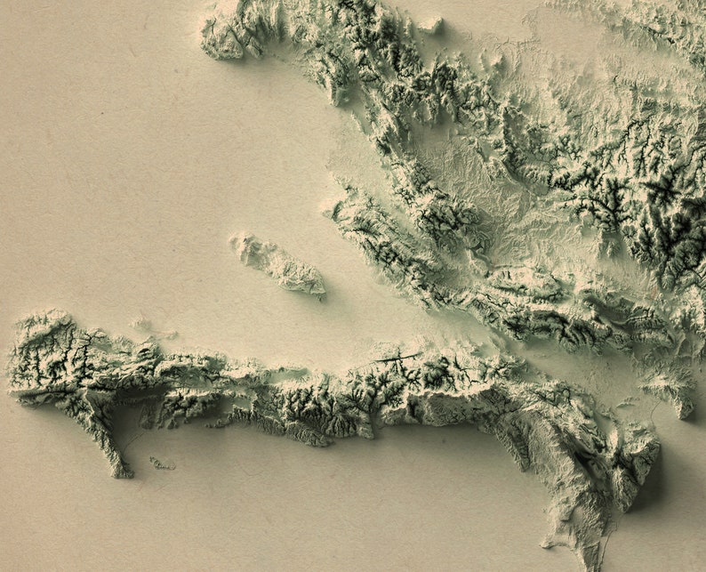Hispaniola Island Map, Haiti Relief Map, Dominican Republic Map ...
