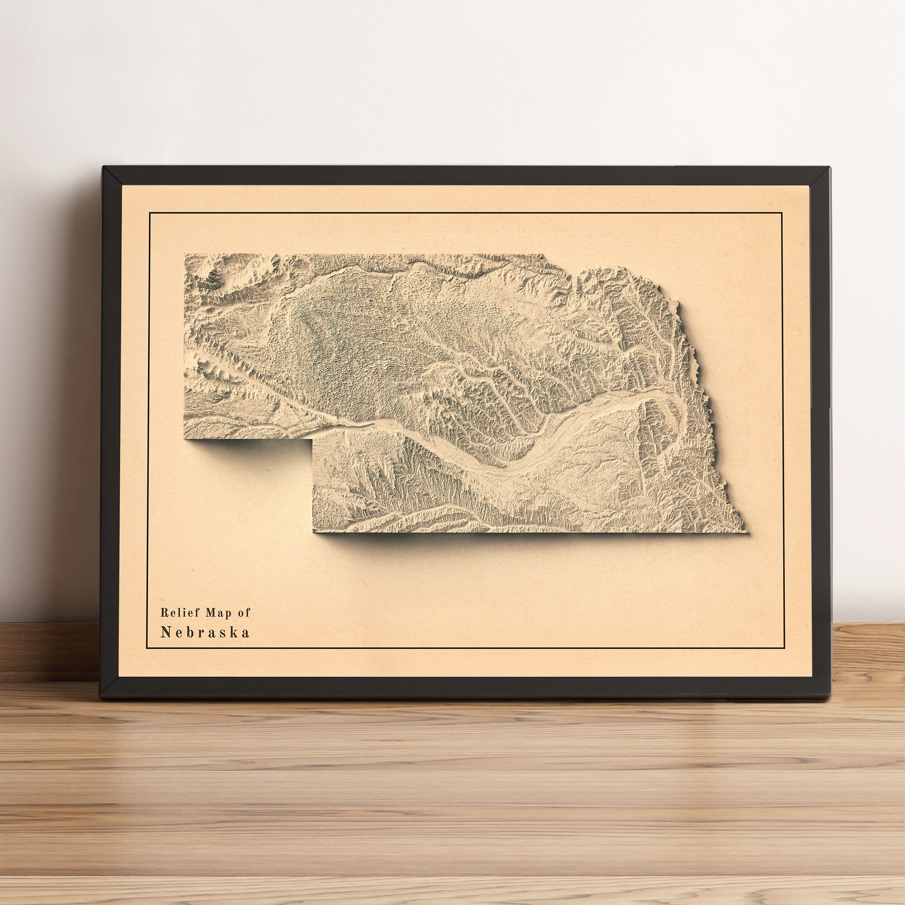 Nebraska Map, Nebraska Relief Map, Nebraska Wall Decor, Nebraska ...